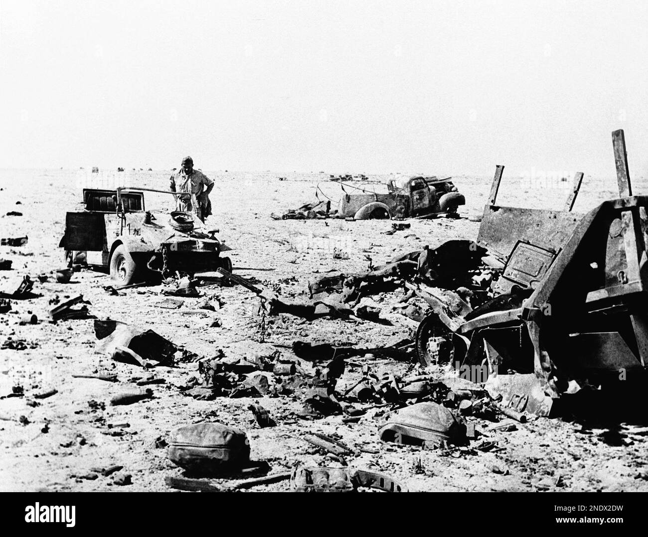 This wreckage is all that remains of a German motor caravan that was ...