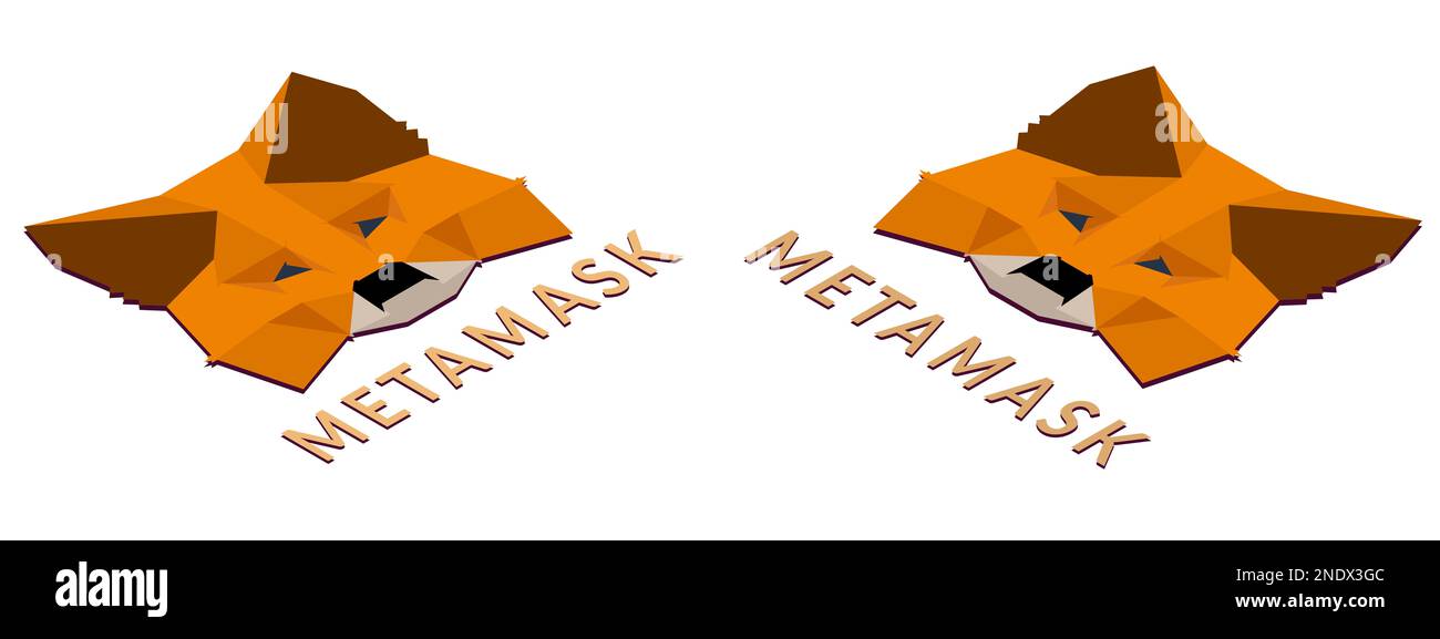 MetaMask isometric logo top view isolated on white background. Crypto ...