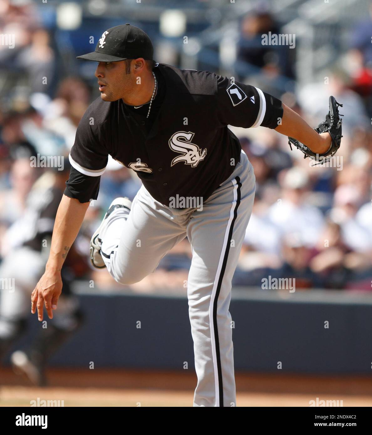 Chicago White Sox relief pitcher Sergio Santos in a spring training ...