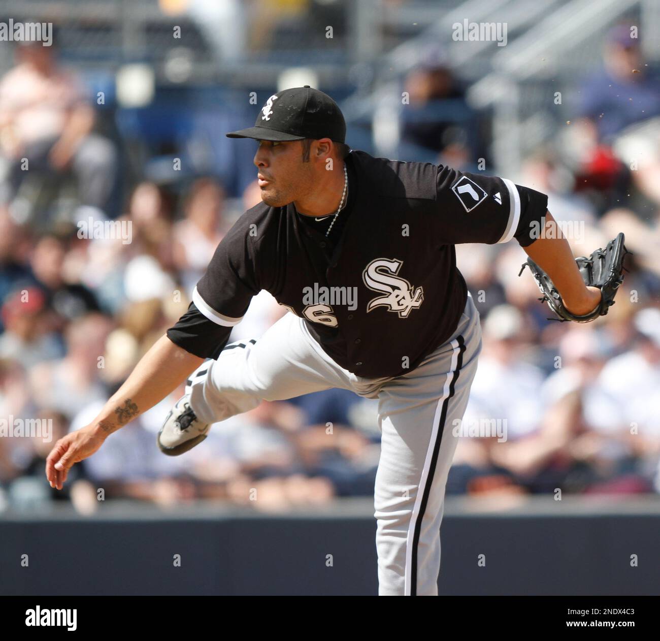 Chicago White Sox relief pitcher Sergio Santos in a spring training ...