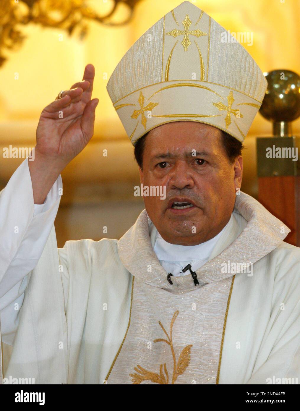 Mexican Cardinal Norberto Rivera gestures during a Mass at the ...