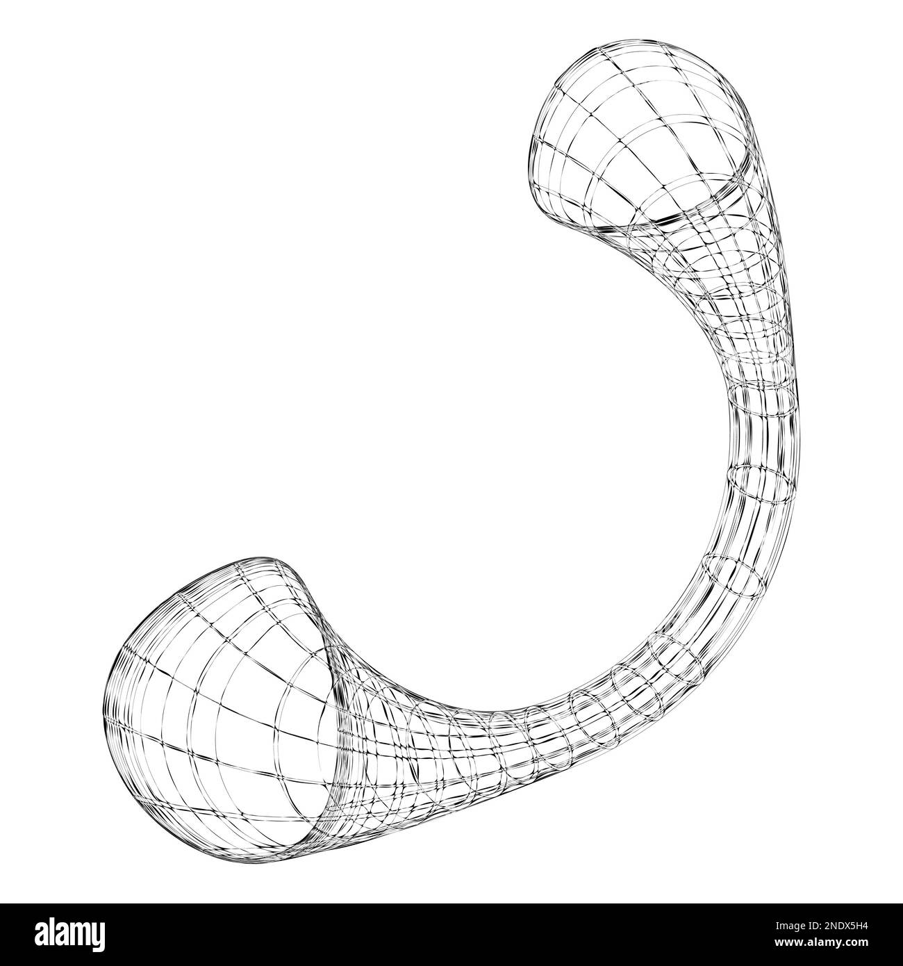Wireframe 3d figure of curved shape on white background. Vector ...