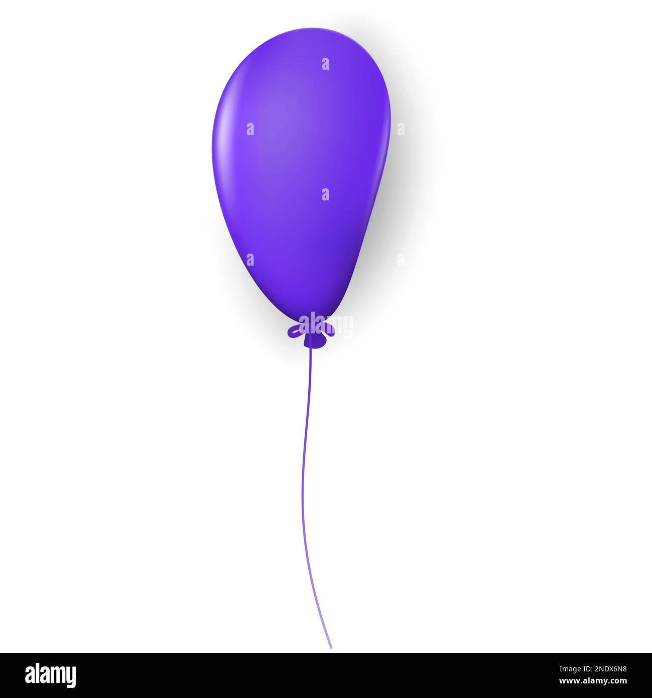 Blue Elongated Volumetric Balloon With Highlights And Shadow On Rope Isolated On White