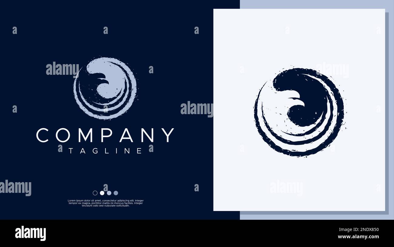 Grunge eagle bird logo design template. Circle hawk logo vector Stock ...