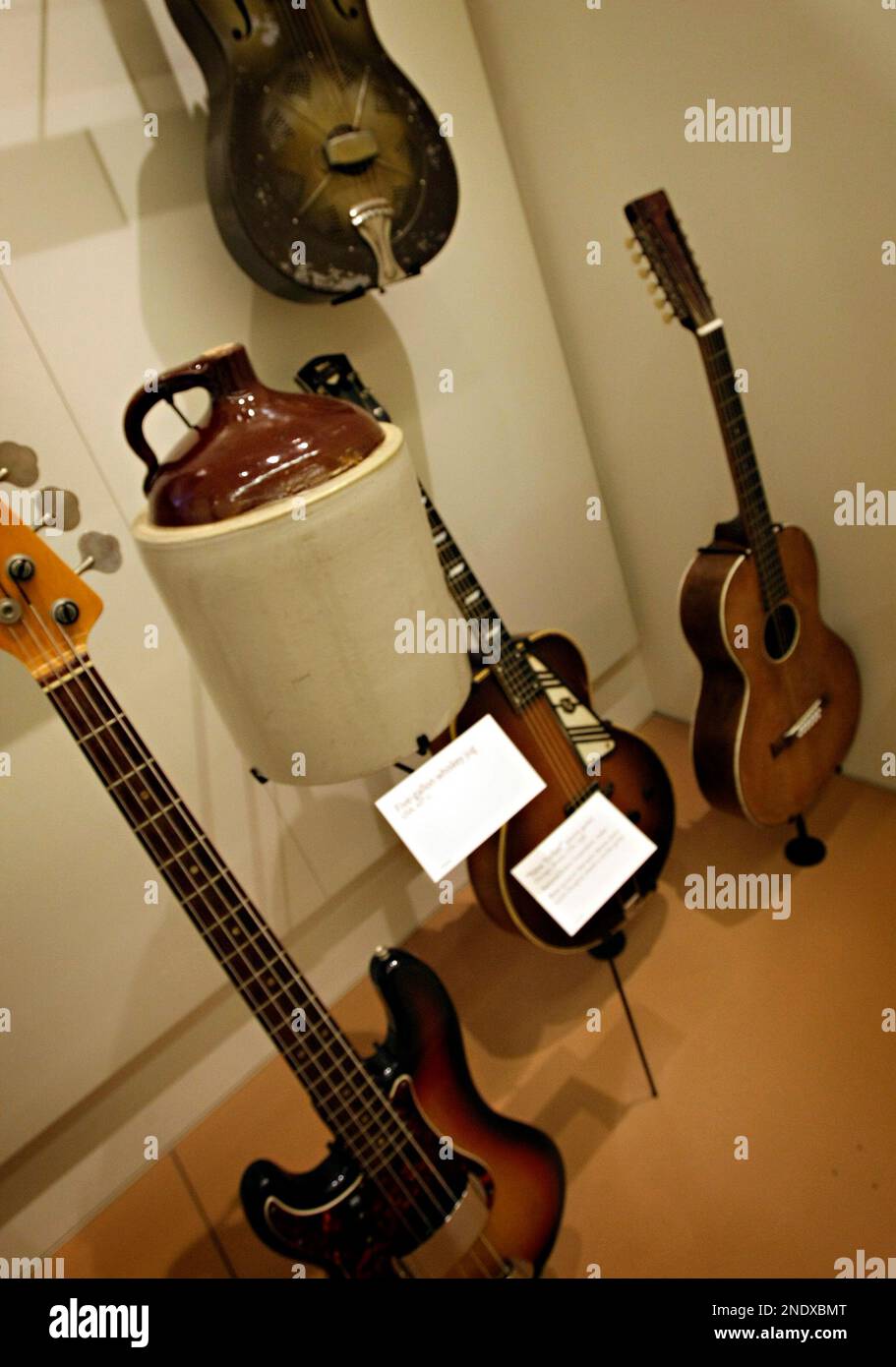 A display of Blues instruments from the American south, including a 5 ...