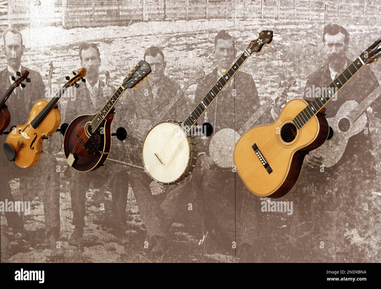 A display of Blues instruments are displayed Wednesday, April 14, 2010 ...