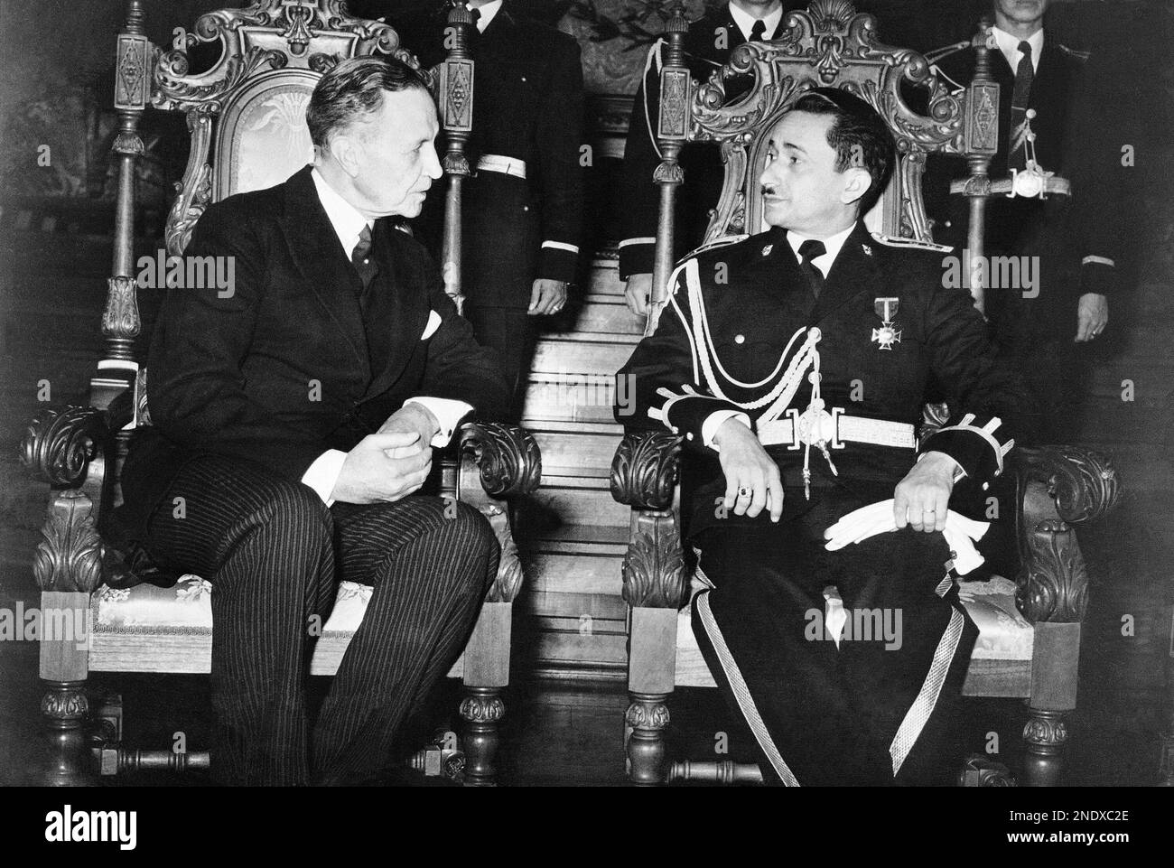 President Carlos Castillo Armas of Guatemala, attired in a dress ...