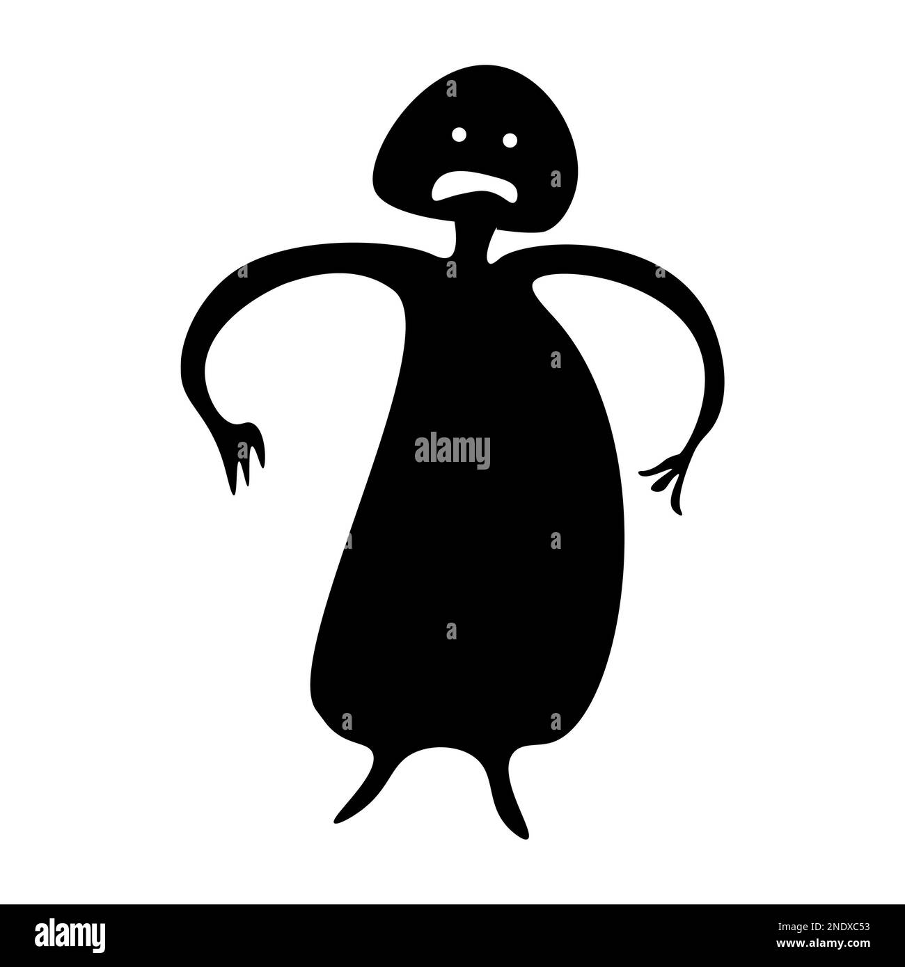 Silhouette of an angry ghost of a woman with arms outstretched ...