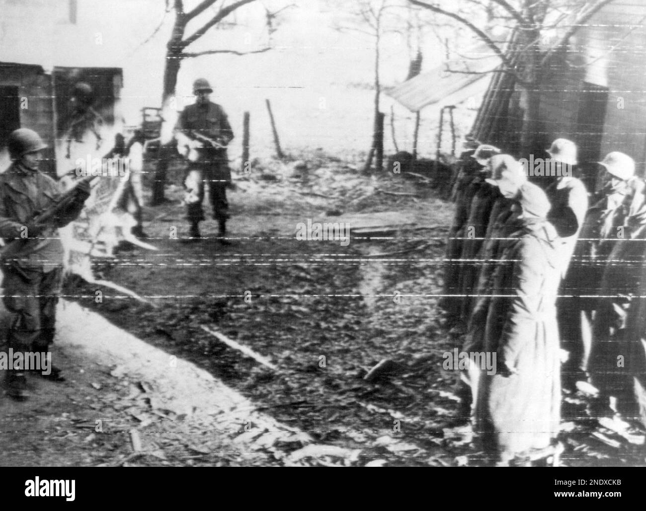Pfc. Joseph Latrell (left) and Harry N. Fafer, of Passaic, N.U., stand ...