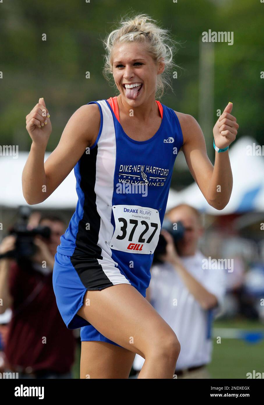 Dike-New Hartford's Hannah Willms celebrates after clearing the bar in ...