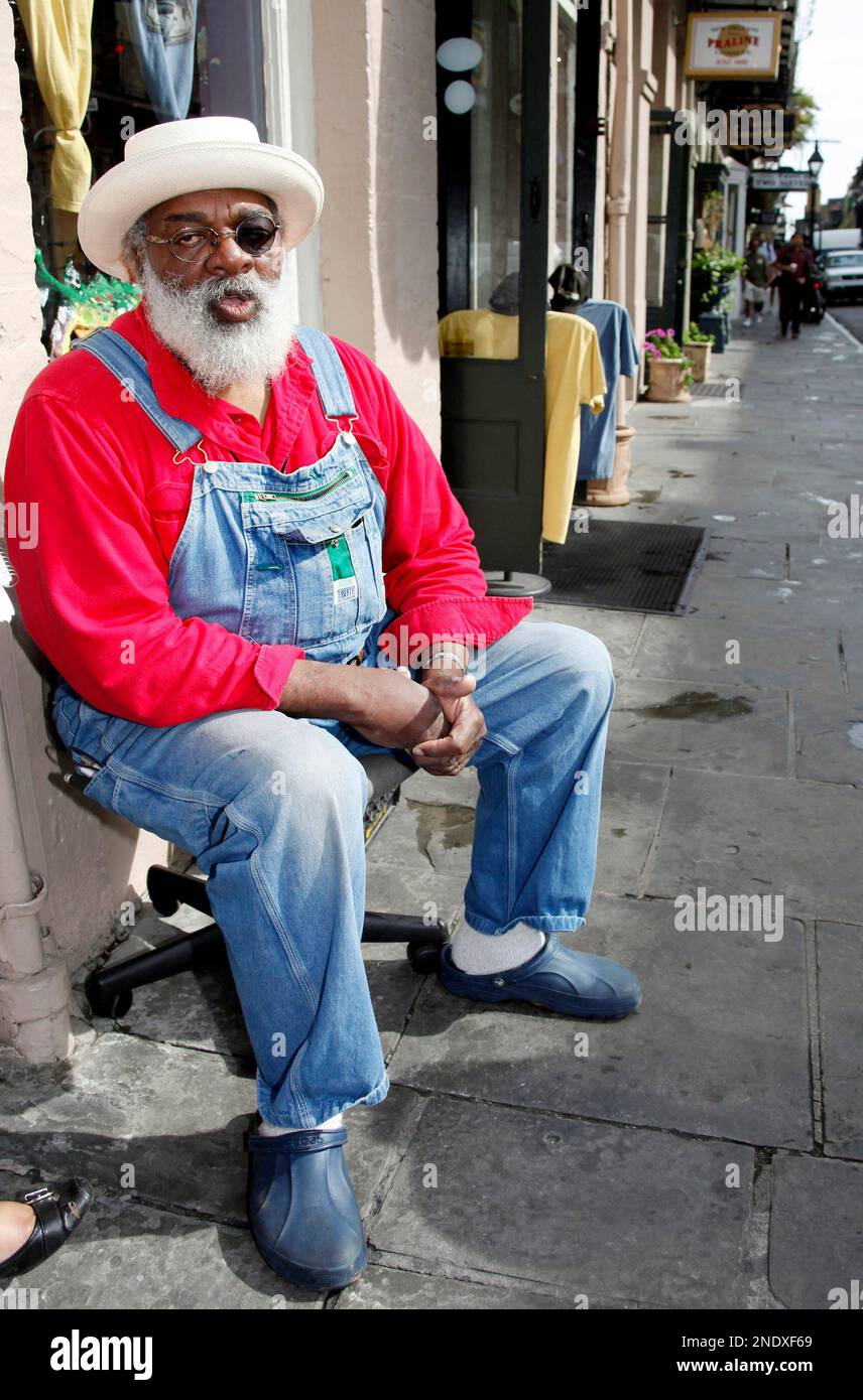 In a Friday, April 2, 2010 photo, New Orleans street musician Elliott ...