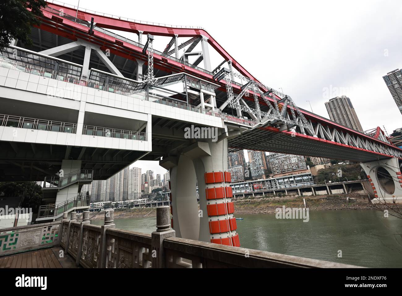 China's first metro station built on the river-crossing bridge ...