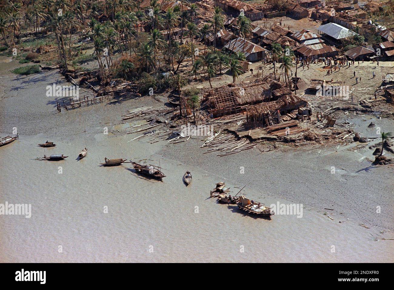 This is an aerial view of devastation in the aftermath of the cyclone ...