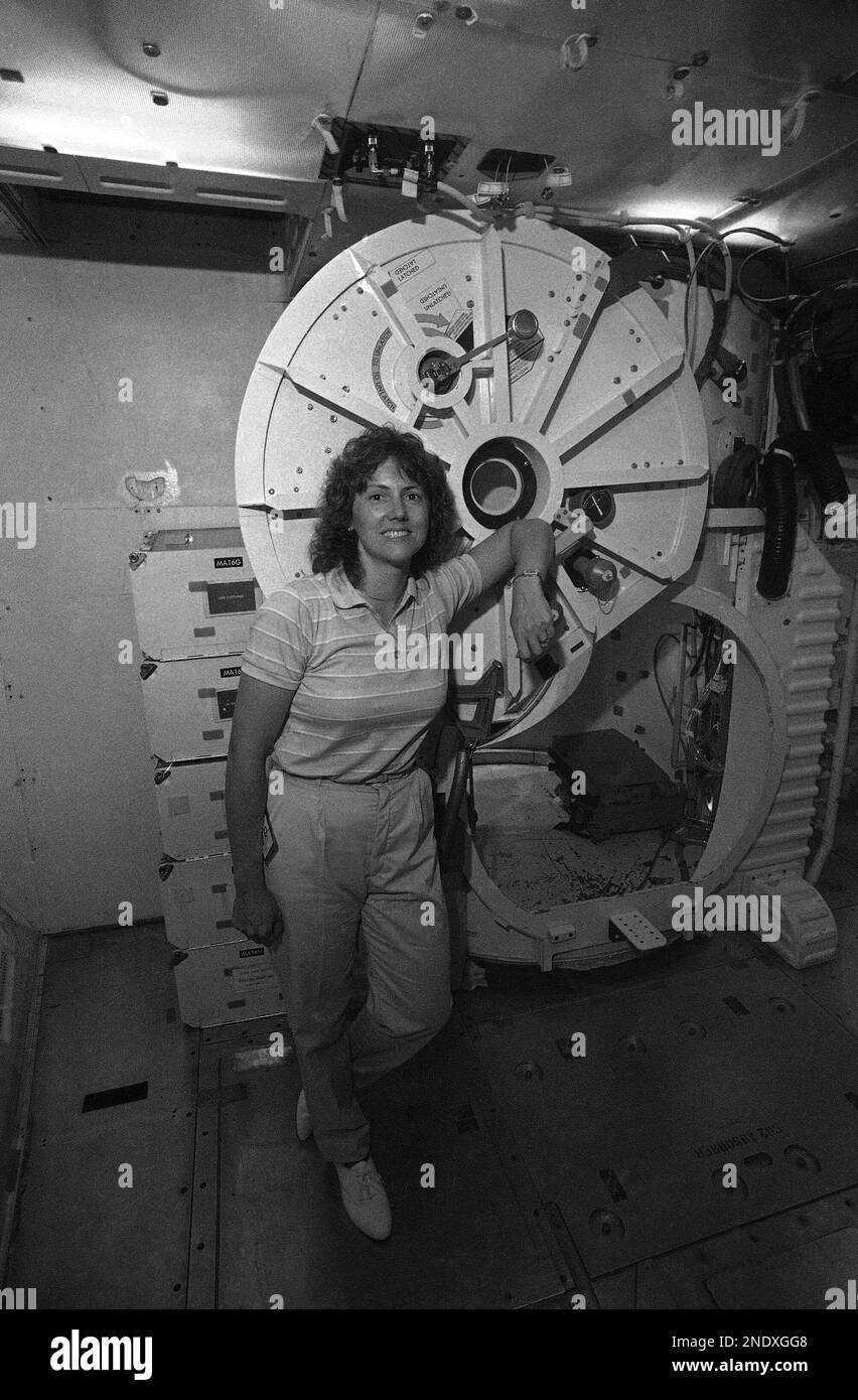 Christa McAuliffe of Concord, N.H., one of 10 teacher candidates, poses ...