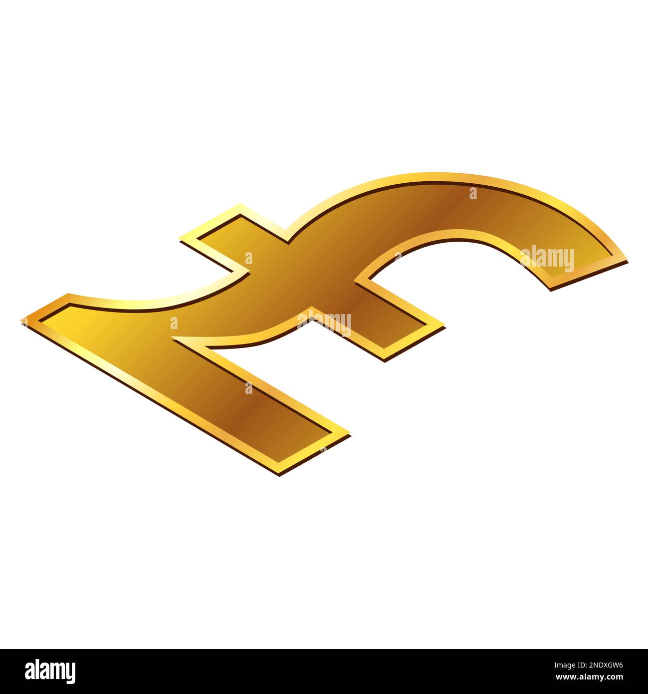 Great britain pound GBP currency golden sign in isometric top view ...