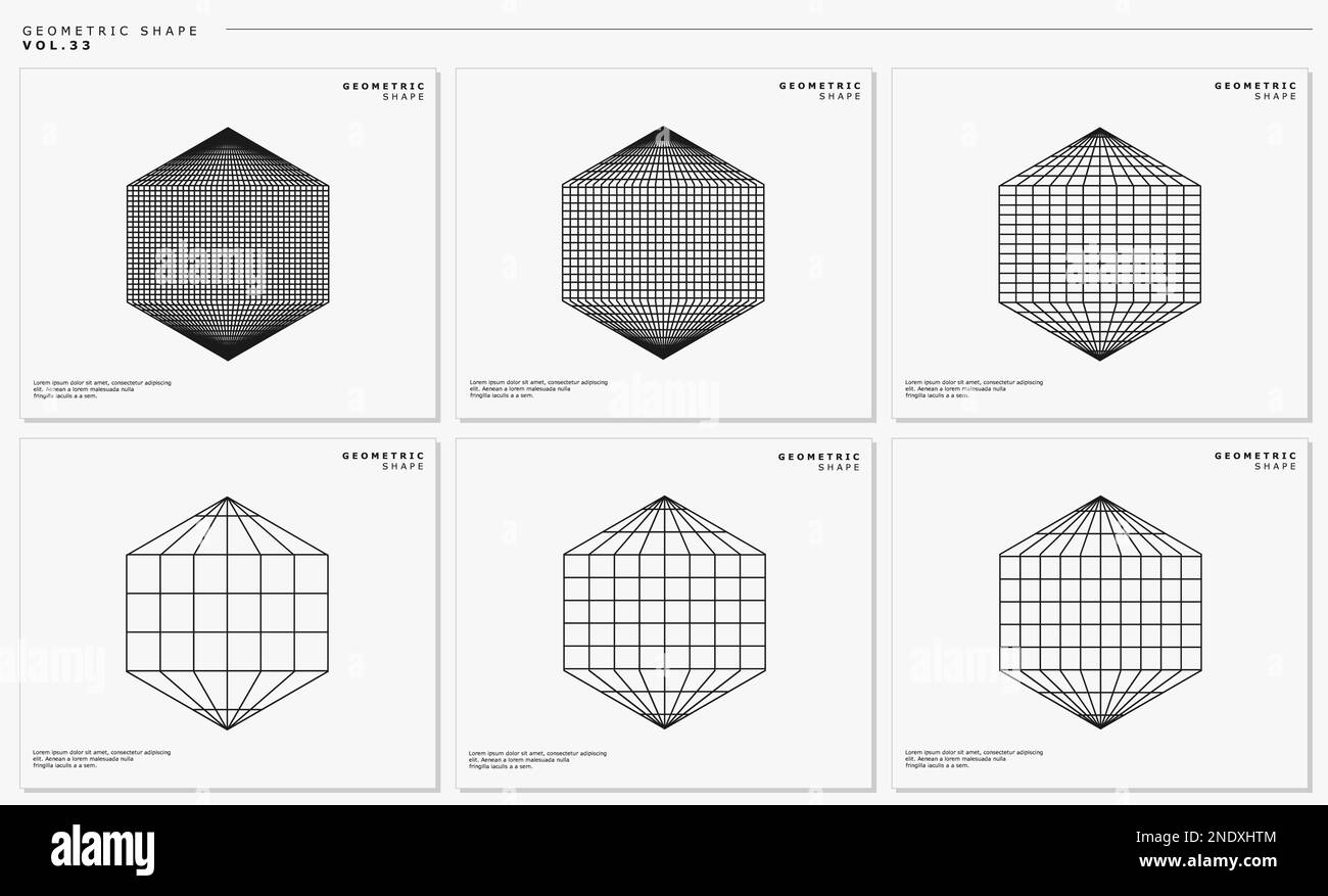 Abstract hexagonal line grid logo design set. Modern hexagon blend line ...