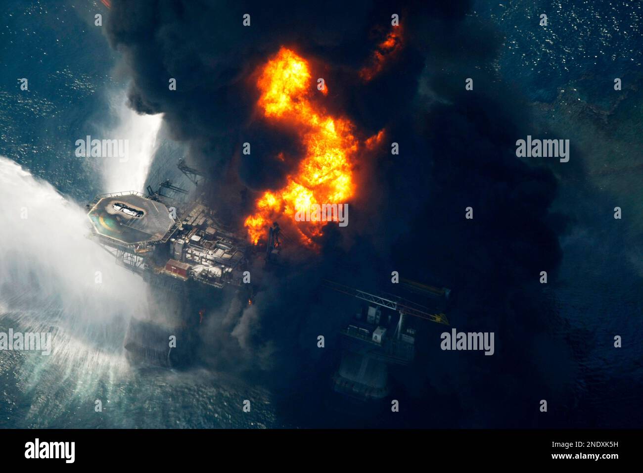 In this aerial photo taken in the Gulf of Mexico more than 50 miles ...