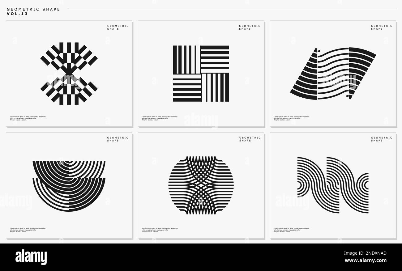 Abstract basic shape logo design template set. Digital abstract object ...