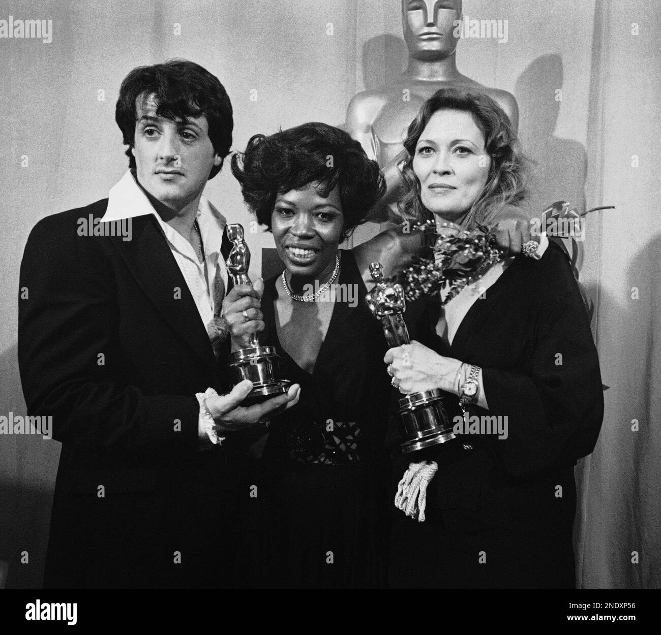 Sylvester Stallone, left, star of "Rocky," poses with Eletha Finch ...