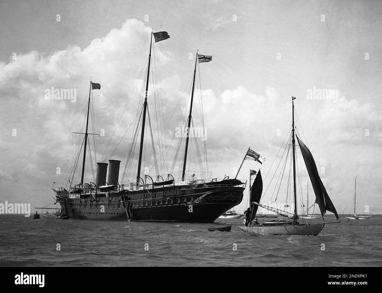 Royal Yacht Victoria and Albert III near Cowes, Isle of Wight on August ...