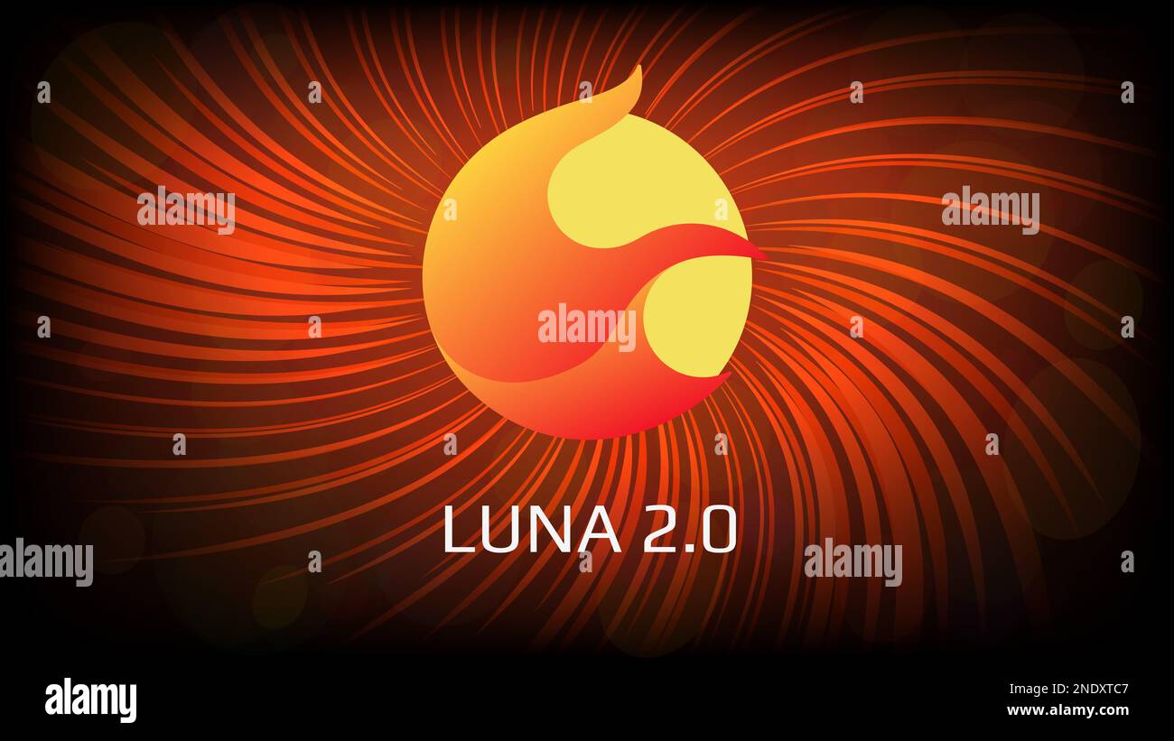 Resurrection Terra LUNA 2.0 token symbol on red background with vortex ...