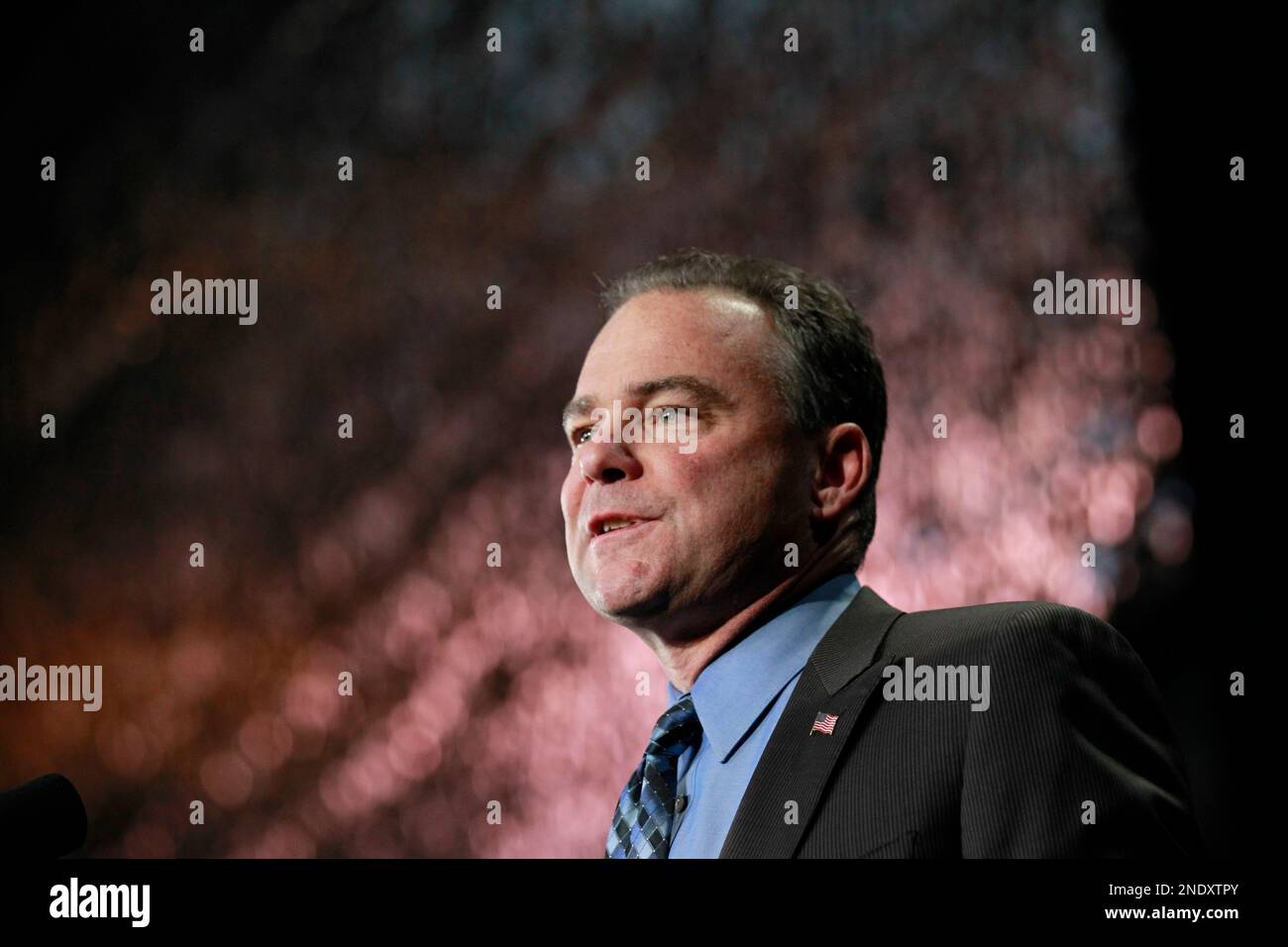 DNC chairman Tim Kaine speaks before President Barack Obama at a ...