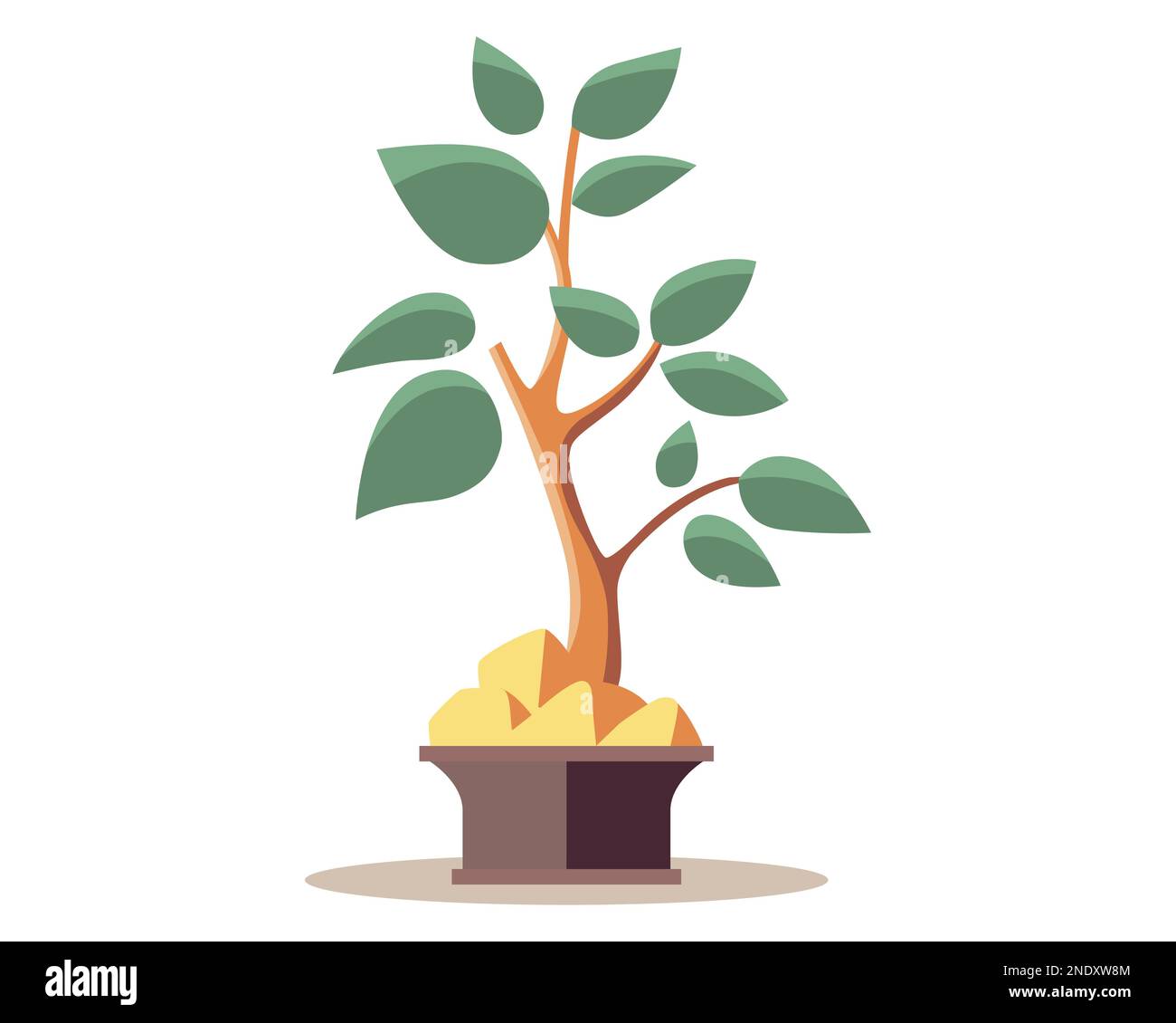 small green tree in a seedling pot. flat vector illustration Stock ...