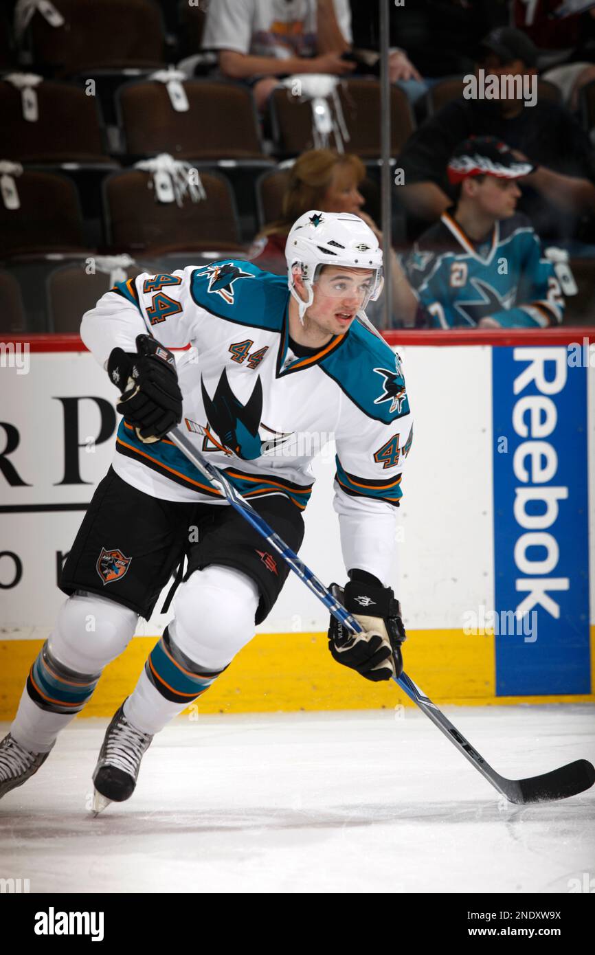 San Jose Sharks defenseman Marc-Edouard Vlasic warms up before facing ...