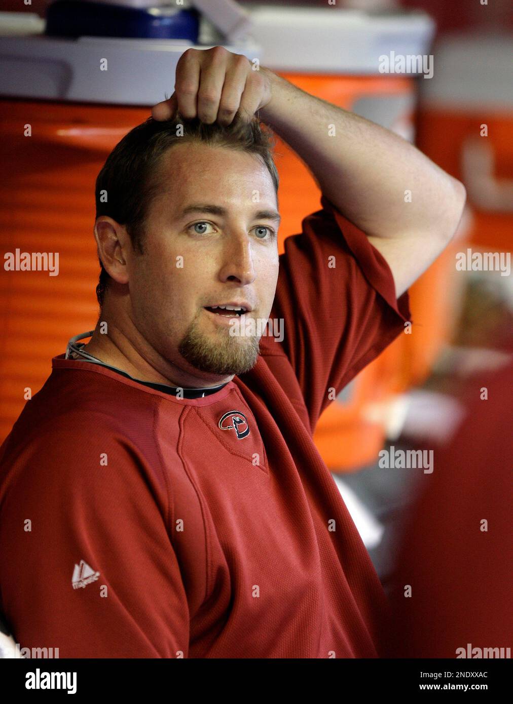 Arizona Diamondbacks' Brandon Webb in the dugout against the St. Louis ...