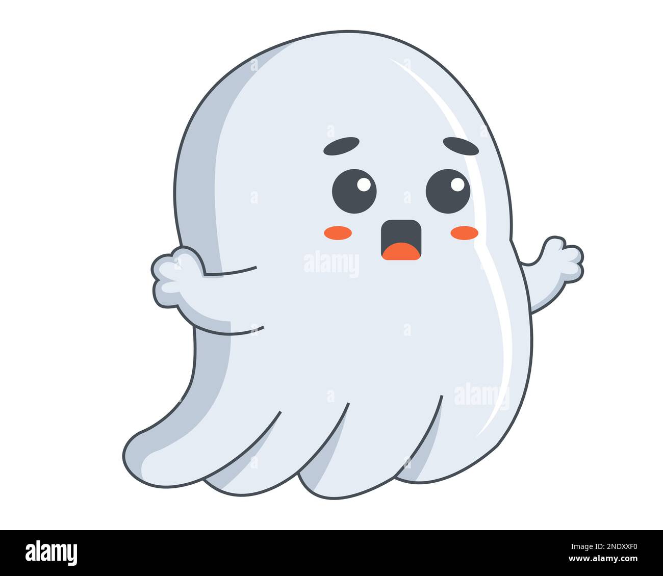 cute ghost in a white sheet. ghost scares people. flat vector ...