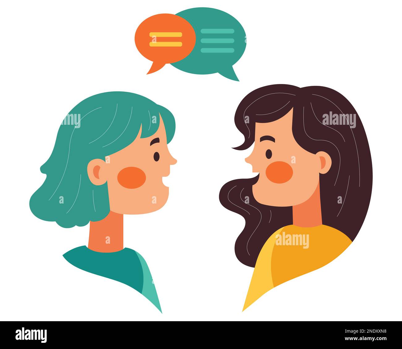 two girls meet and talk. friendly gatherings of women. flat vector ...