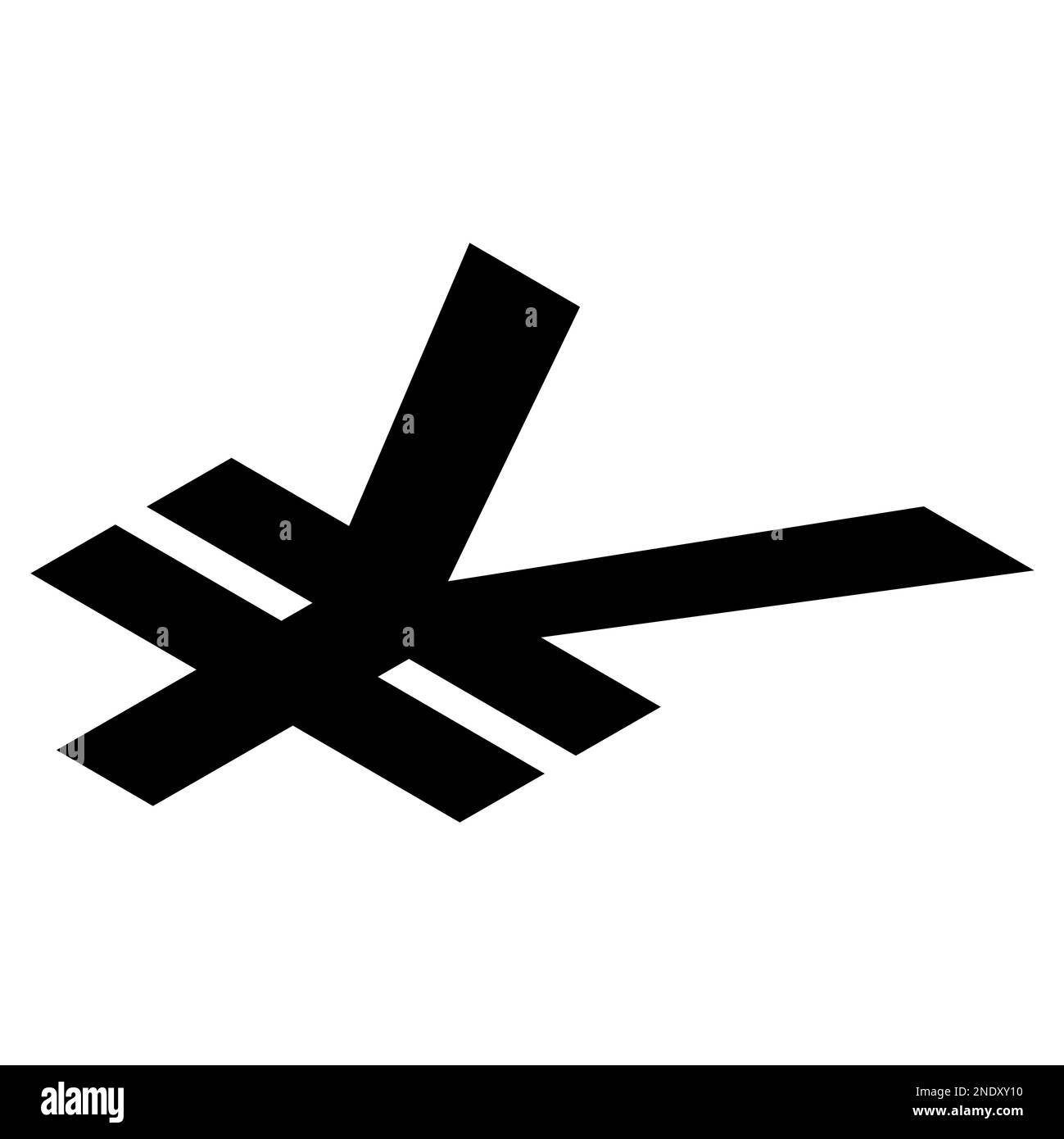 Yuan CNY Chinese currency sign silhouette in isometric top view ...