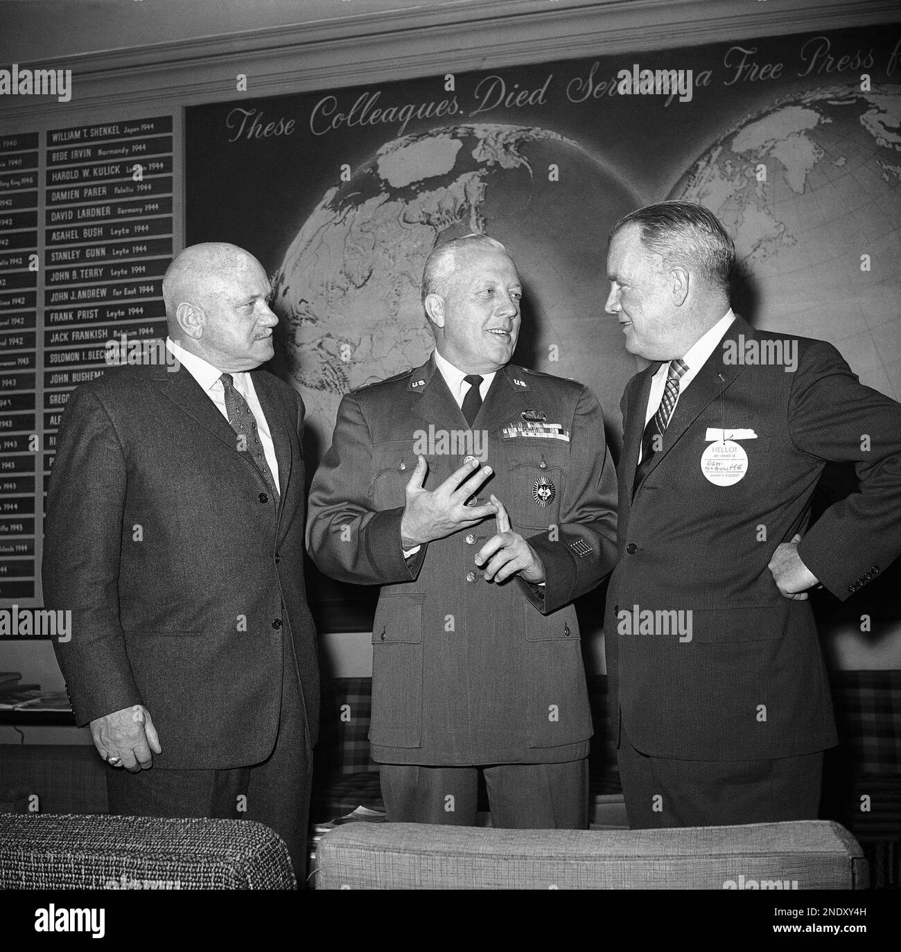 Three U.S. Army officers who were veterans of the battle of the bulge ...