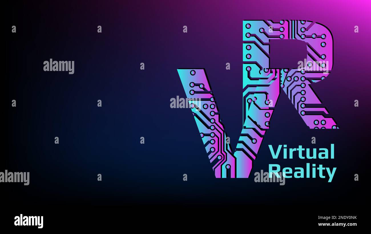 Colorful letters VR abbreviation for Virtual Reality perforated with ...