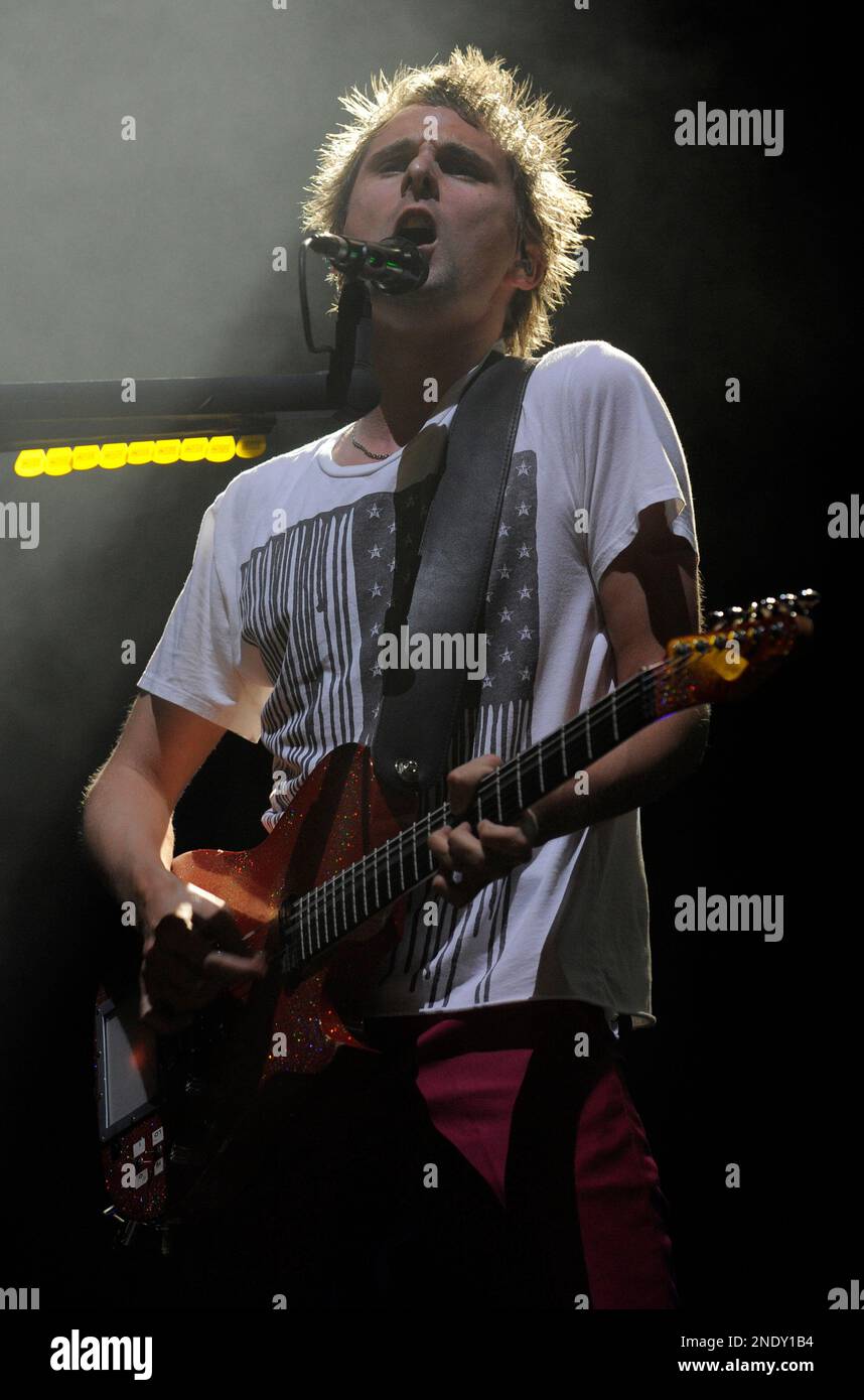 Matt Bellamy of Muse performs during the band's headlining set on the ...