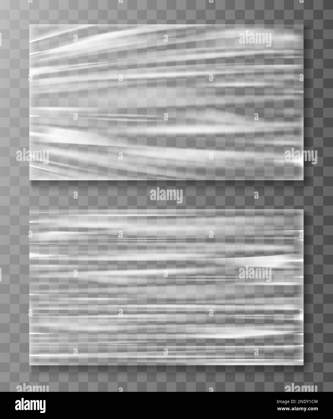 Stretched cellophane banner, realistic crumpled or folded texture ...