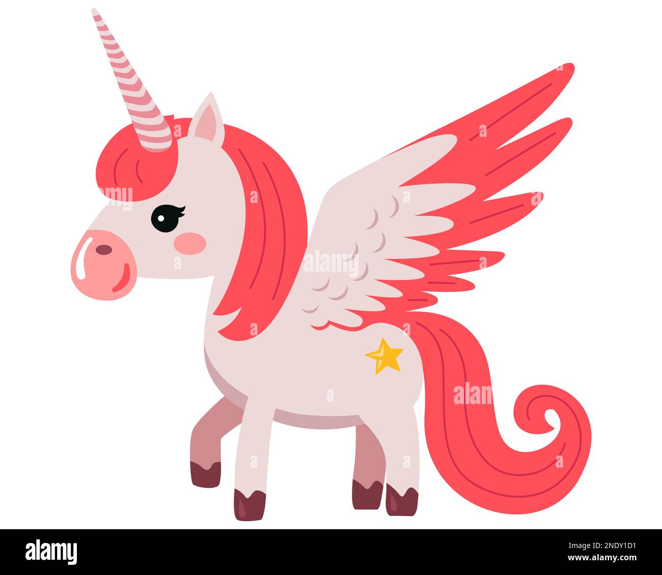 pink pony with wings. magical unicorn. horse for girls. flat vector ...