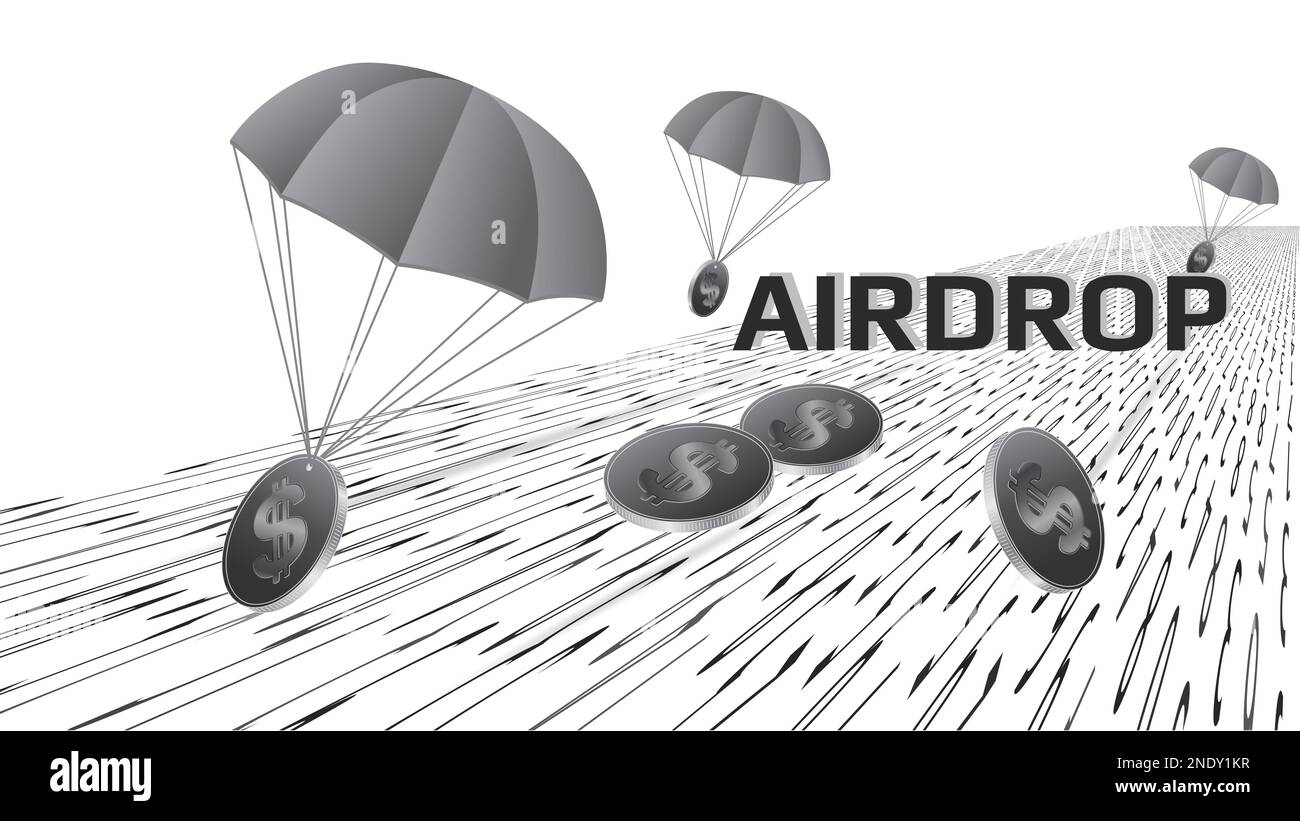 Futuristic token airdrop concept with receding perspective on the ...