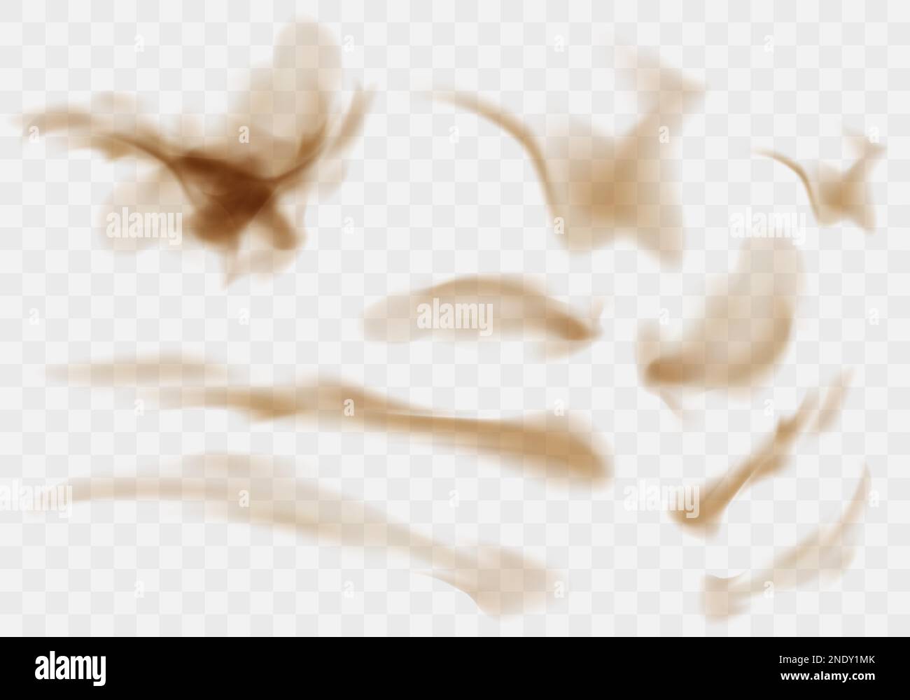 Desert sandstorm set, brown dusty clouds or dry sand flying with gust ...