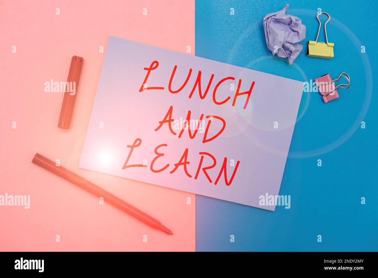 Text showing inspiration Lunch And Learn. Concept meaning Have meal and ...