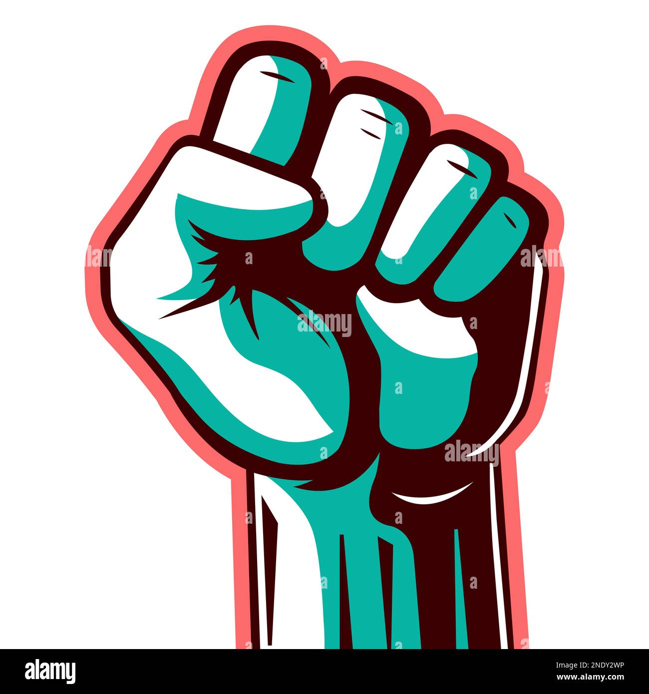 man fist raised up. symbol of struggle. flat vector illustration Stock ...