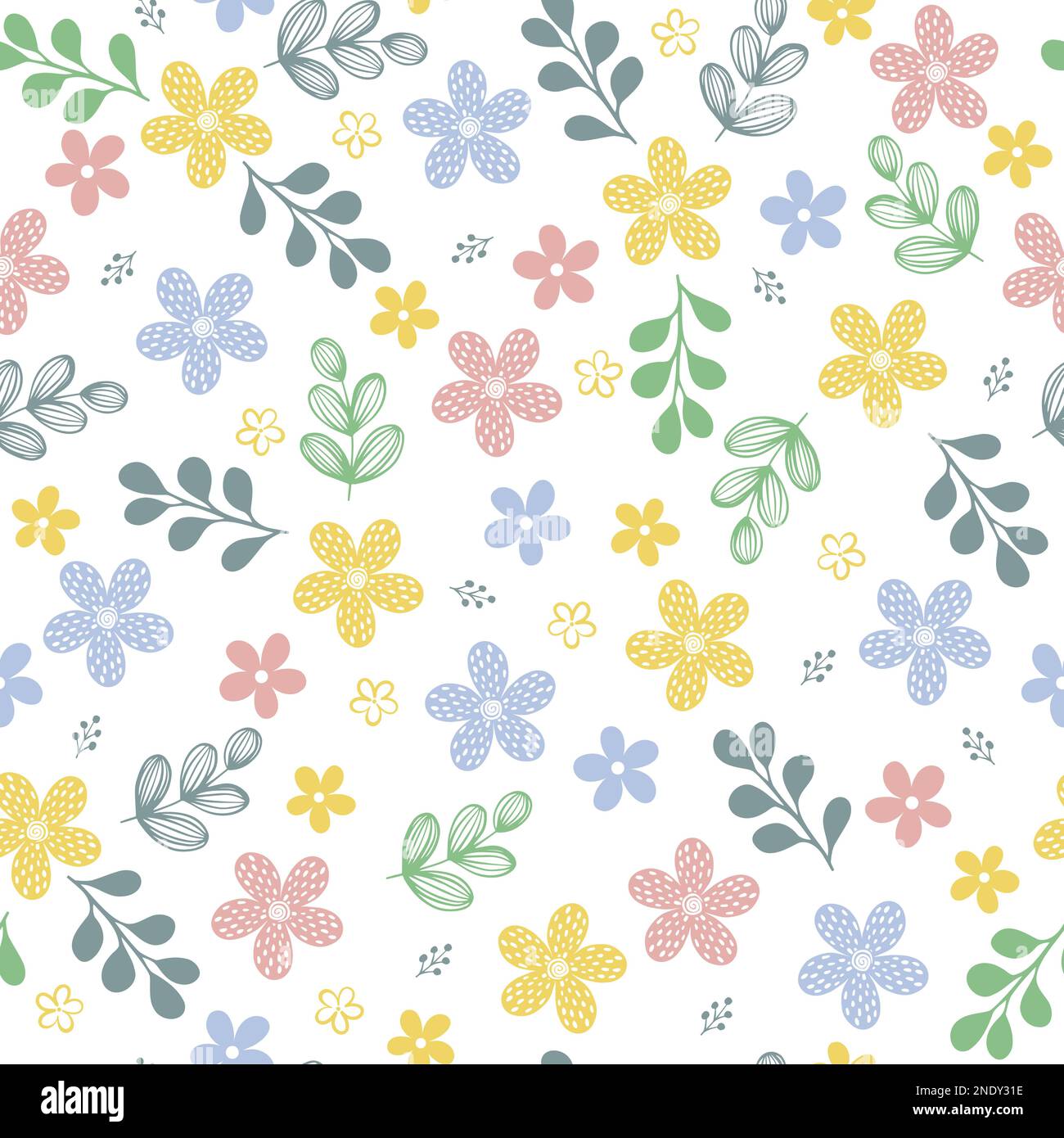 Spring simple flowers seamless pattern Stock Vector Image & Art - Alamy