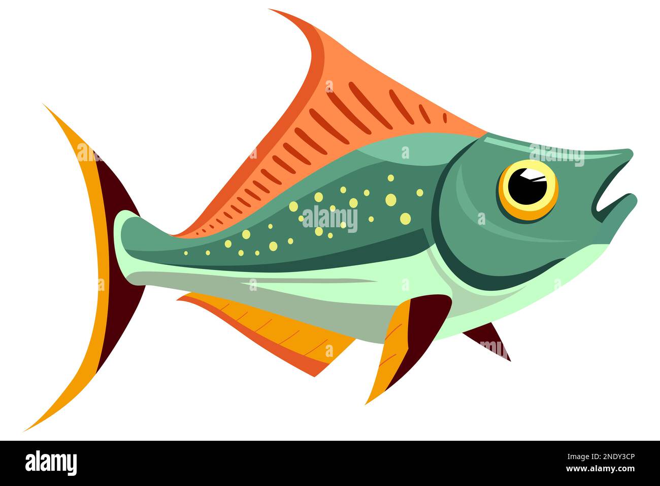 green sea realistic live fish. flat vector illustration Stock Vector ...