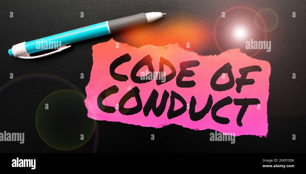 Text caption presenting Code Of Conduct. Internet Concept Ethics rules ...