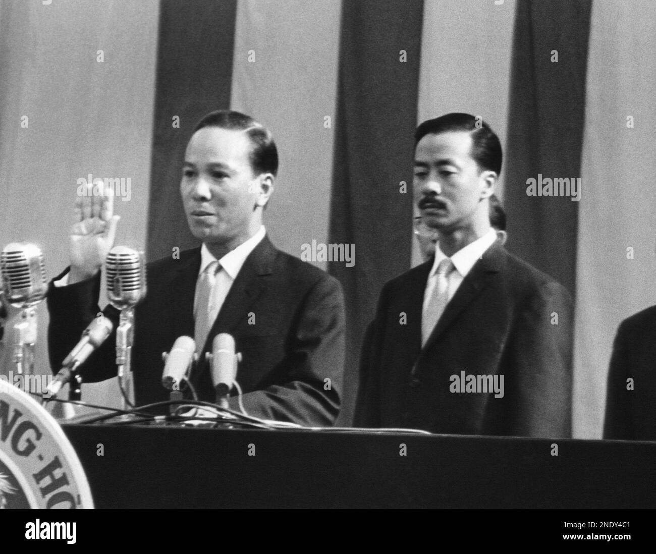 Lt. Gen. Nguyen Van Thieu takes oath as the elected President of South ...