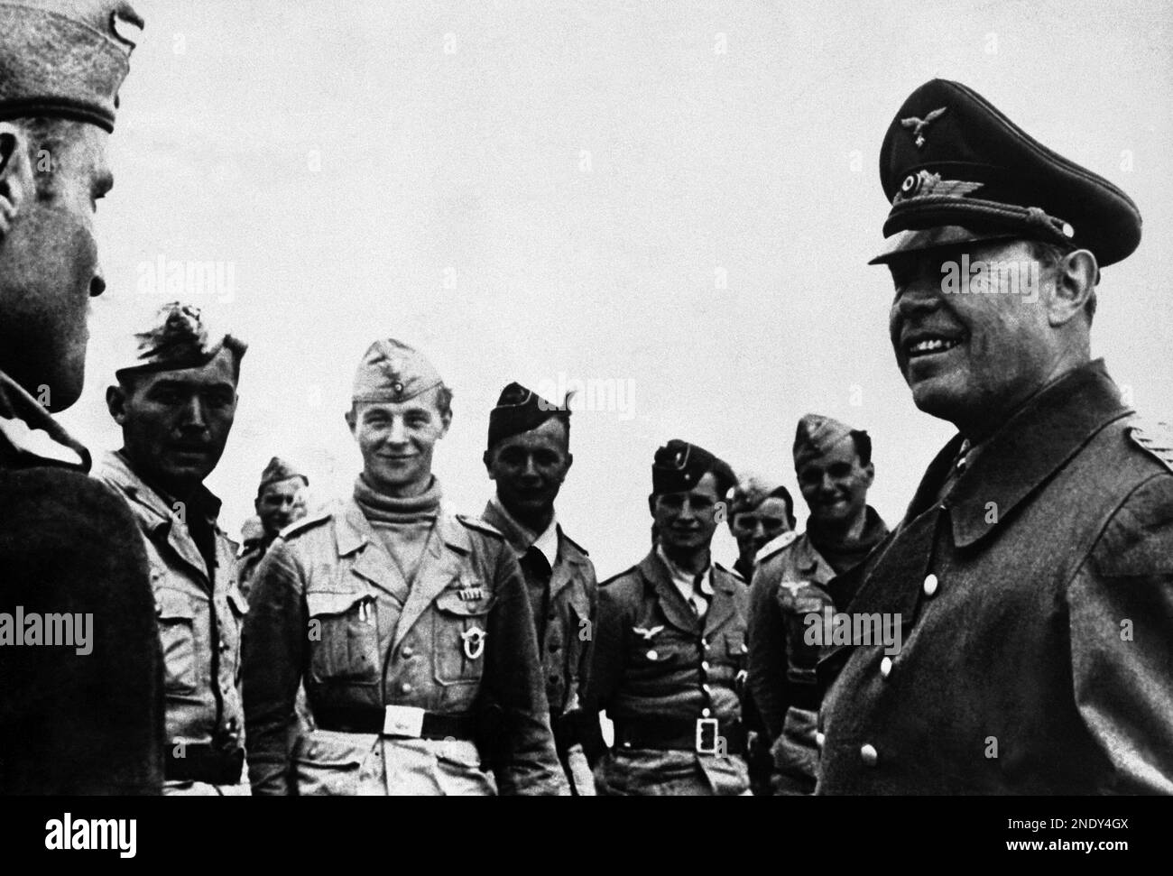 Field-Marshal Albert Kesselring, German commander, right, talks to a ...