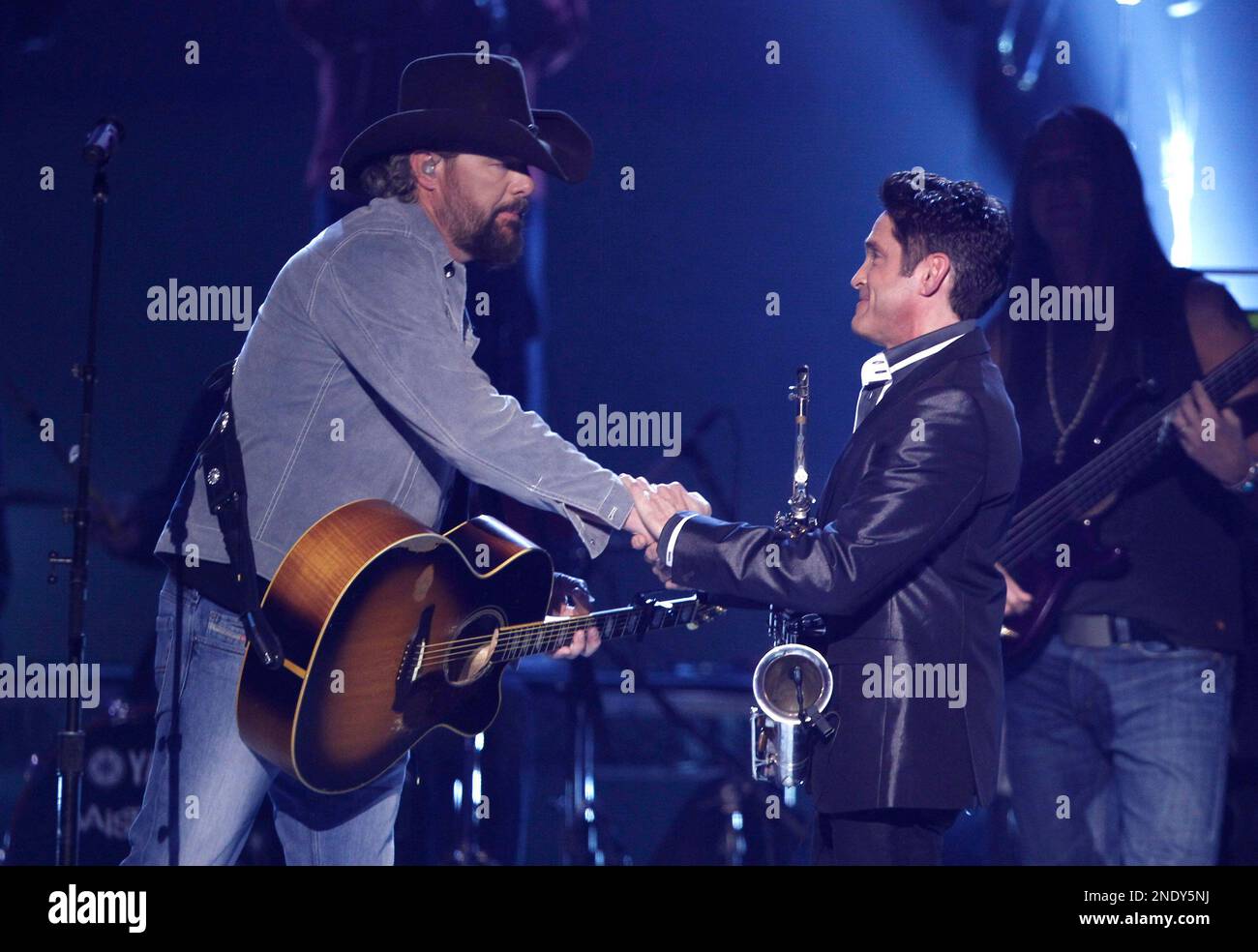 Toby Keith, left, and Dave Koz peform at the 45th Annual Academy of ...