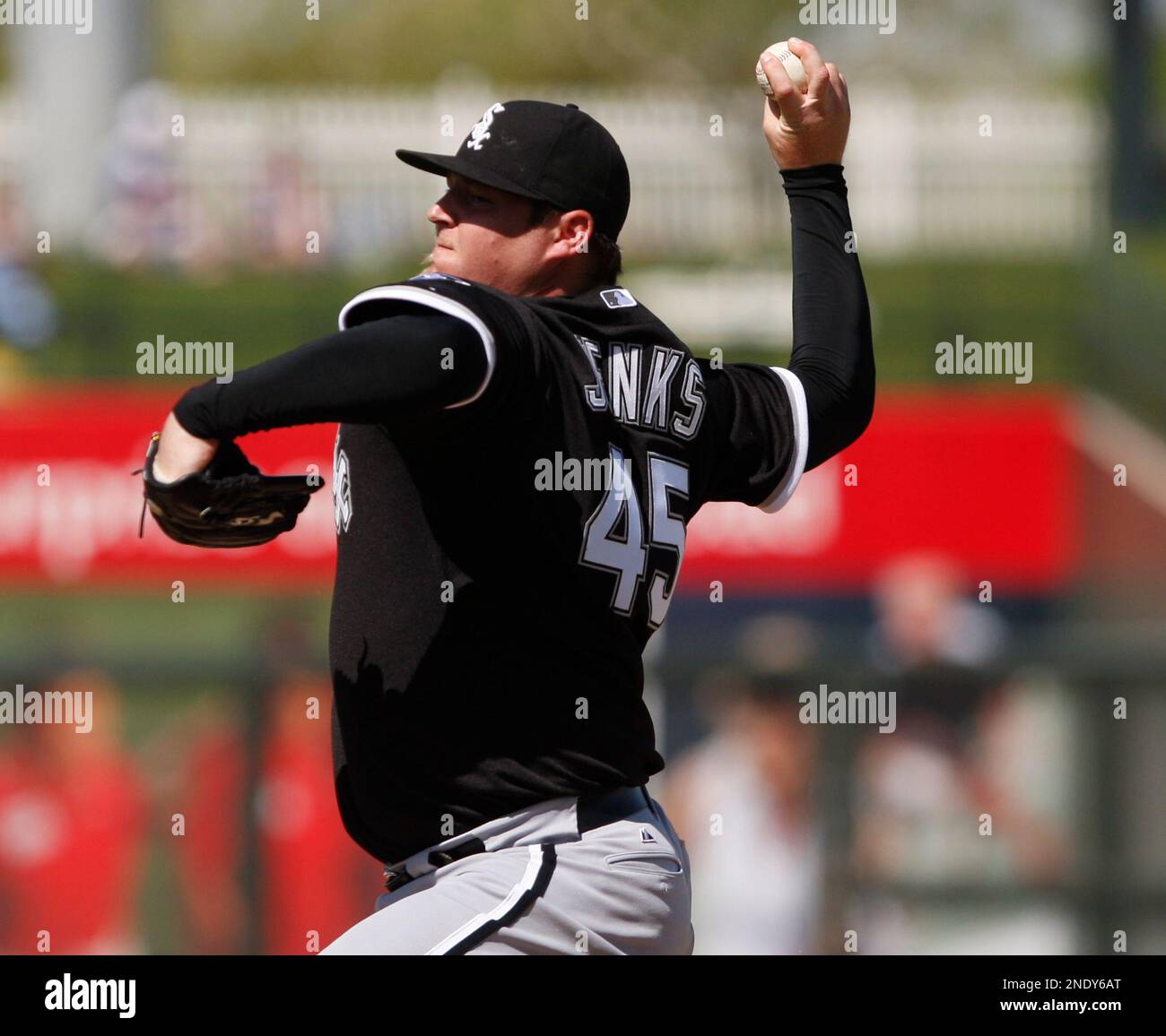Chicago White Sox relief pitcher Bobby Jenks of a spring training ...
