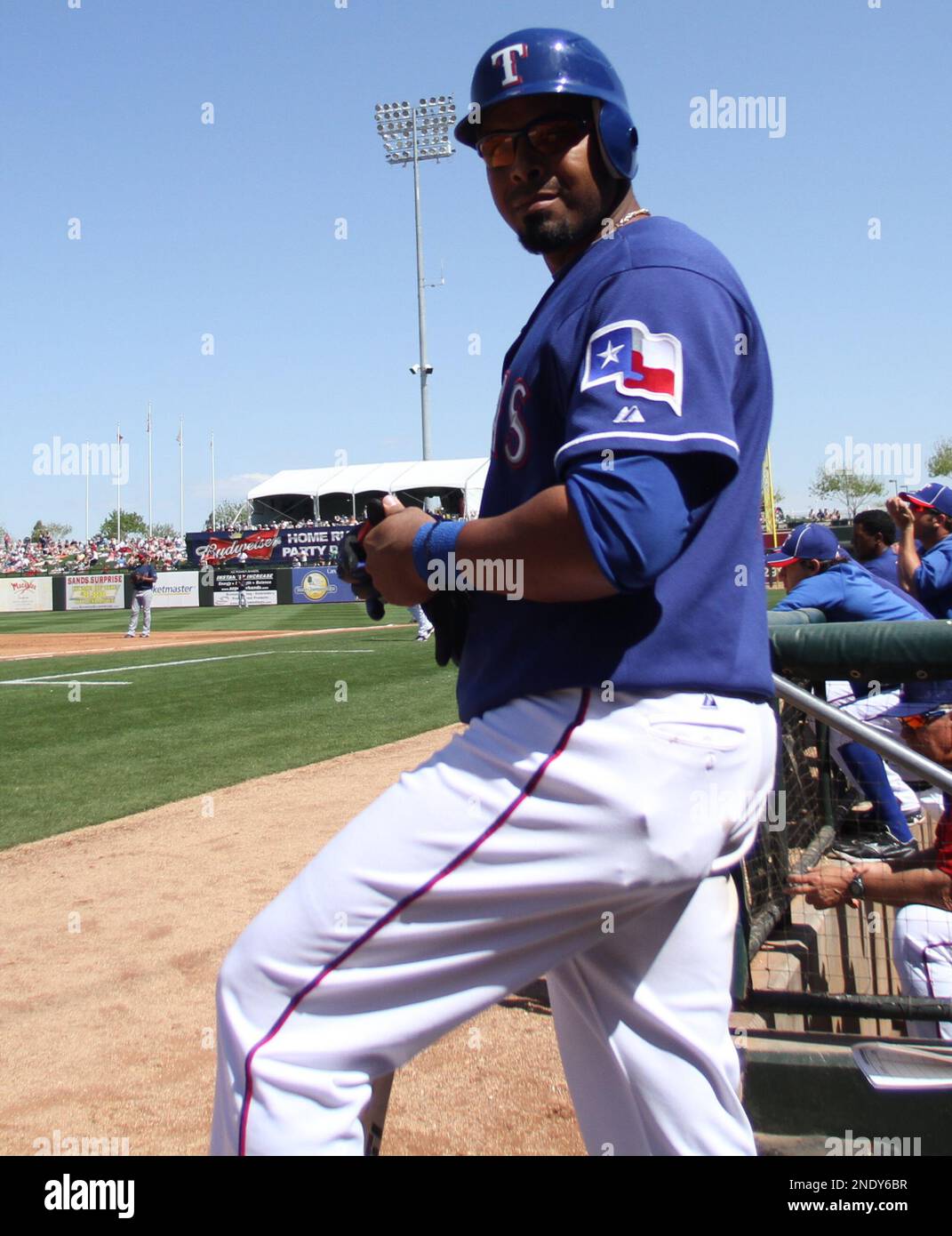 Texas Rangers Nelson Cruz during a spring training baseball game Friday ...