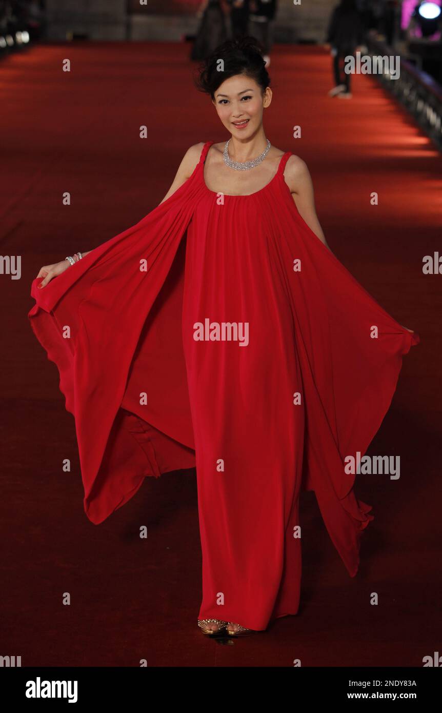 Hong Kong singer Rain Lee poses on the red carpet of the Hong Kong Film ...